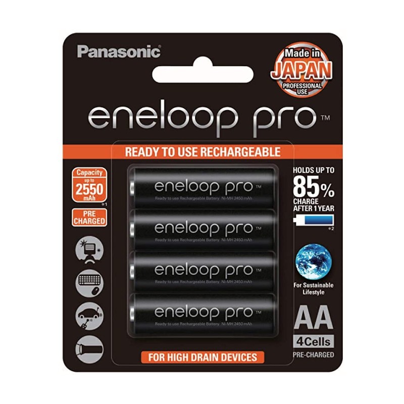 Panasonic AA Batteries 8 pack pre-charged Eneloop Pro Ni-MH, (BK-3HCCE ...